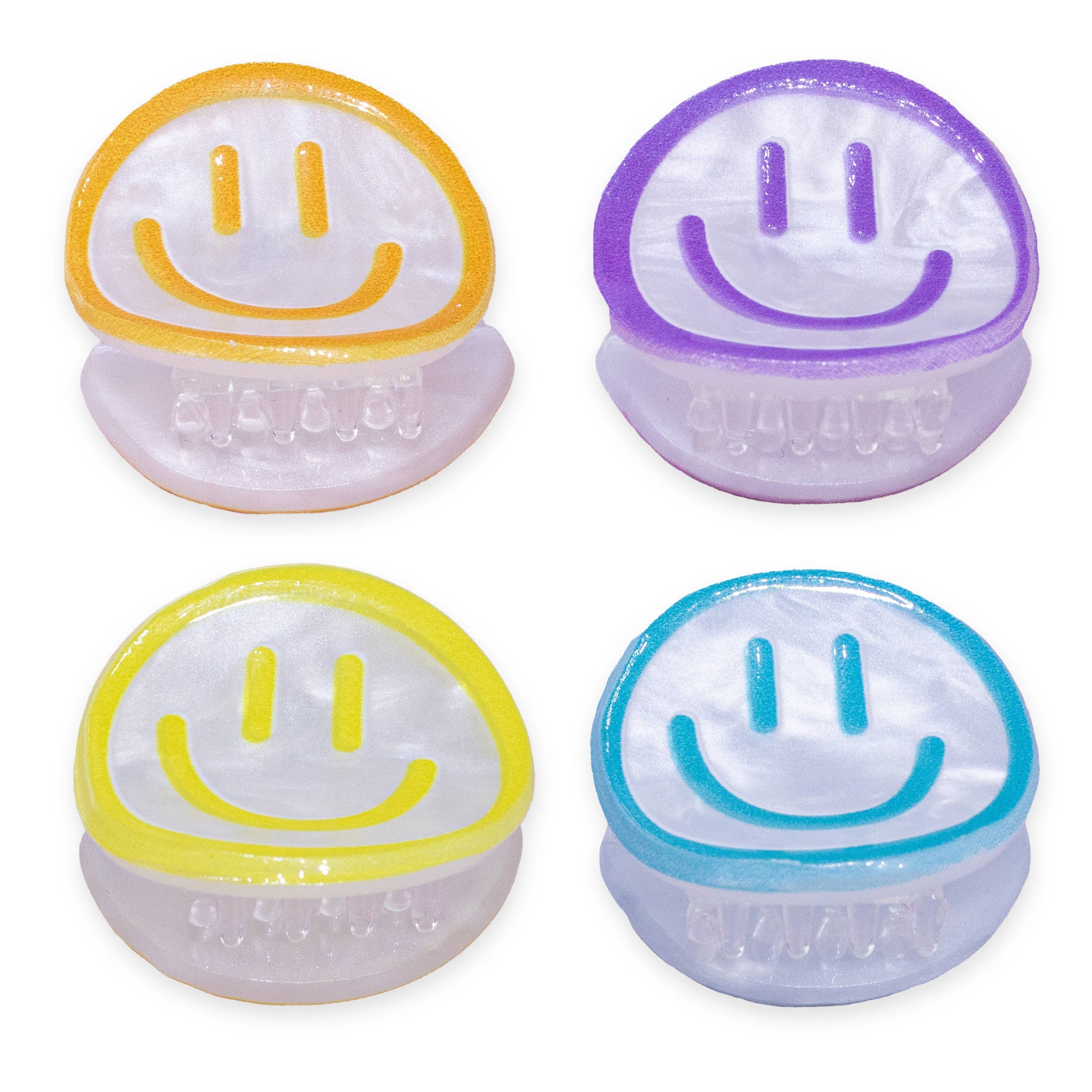 Small Emoji Smiley Face Hair Claw Clips - 4 Pack | My Little Sunshine